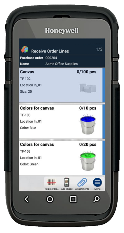 Register Received Items | Mobile WMS FO/AX Features