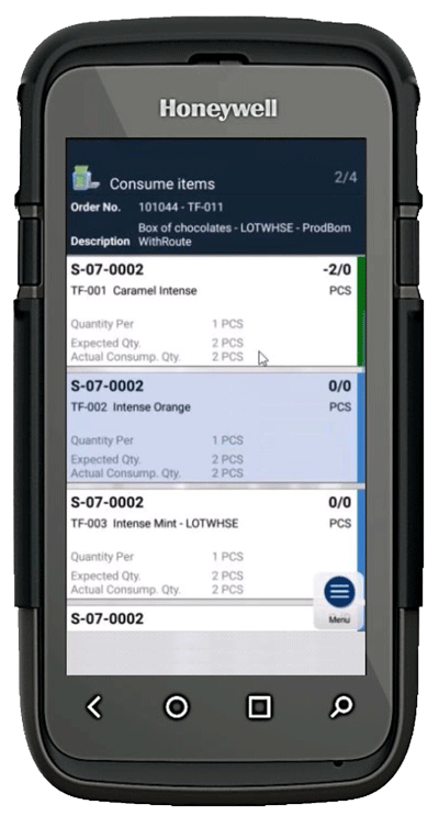 Production Module | Mobile WMS BC/NAV Features