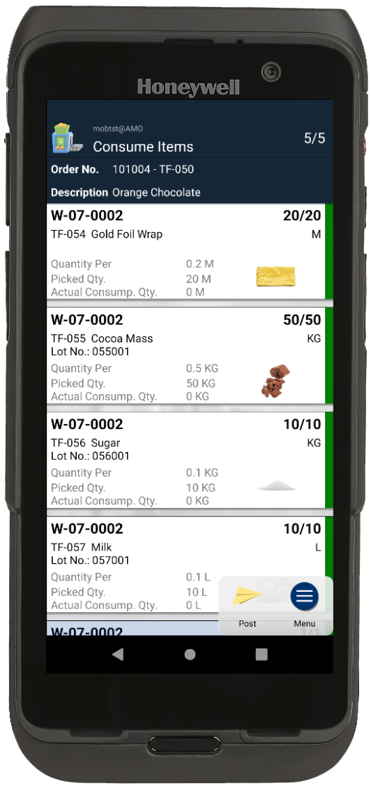 Production Module | Mobile WMS BC/NAV Features
