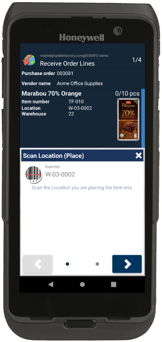 Register Received Items | Mobile WMS FO/AX Features
