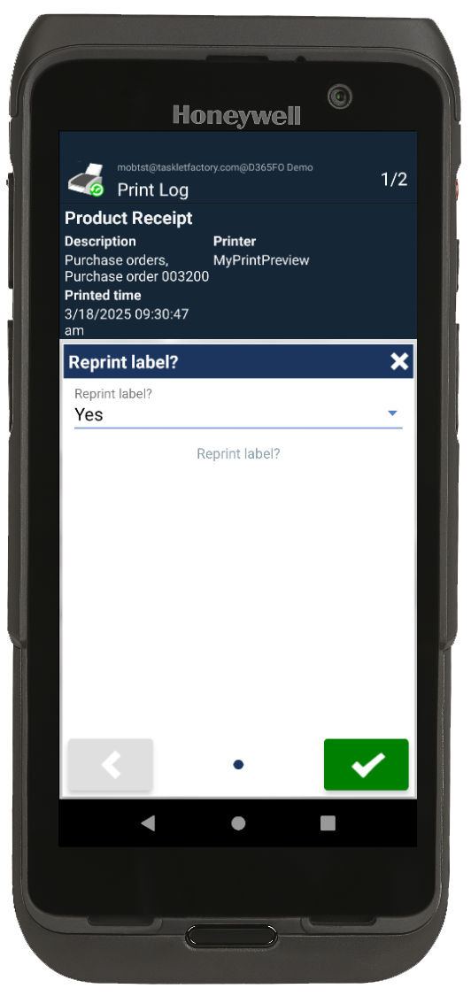 Print Log | Mobile WMS Feature for F&SC