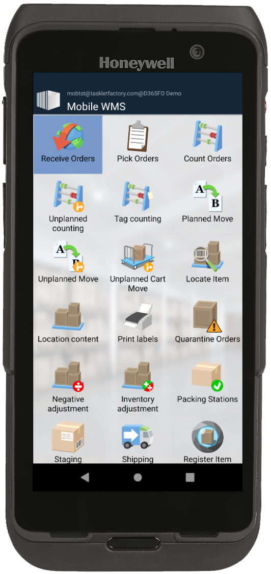 Register Received Items | Mobile WMS FO/AX Features