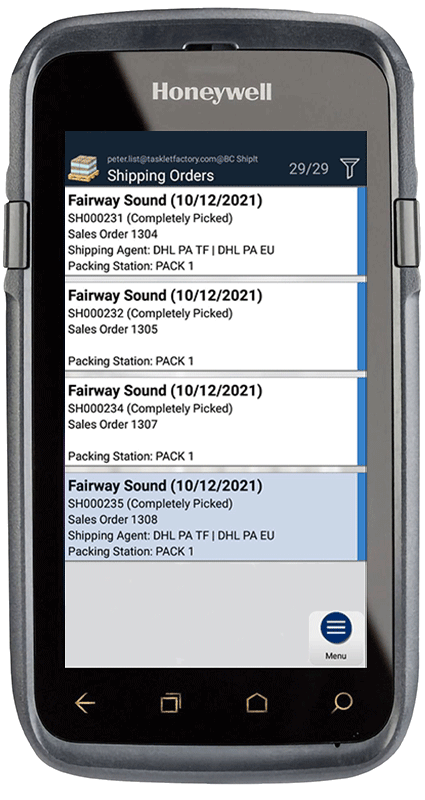 Pack & Ship | Mobile WMS BC/NAV Features