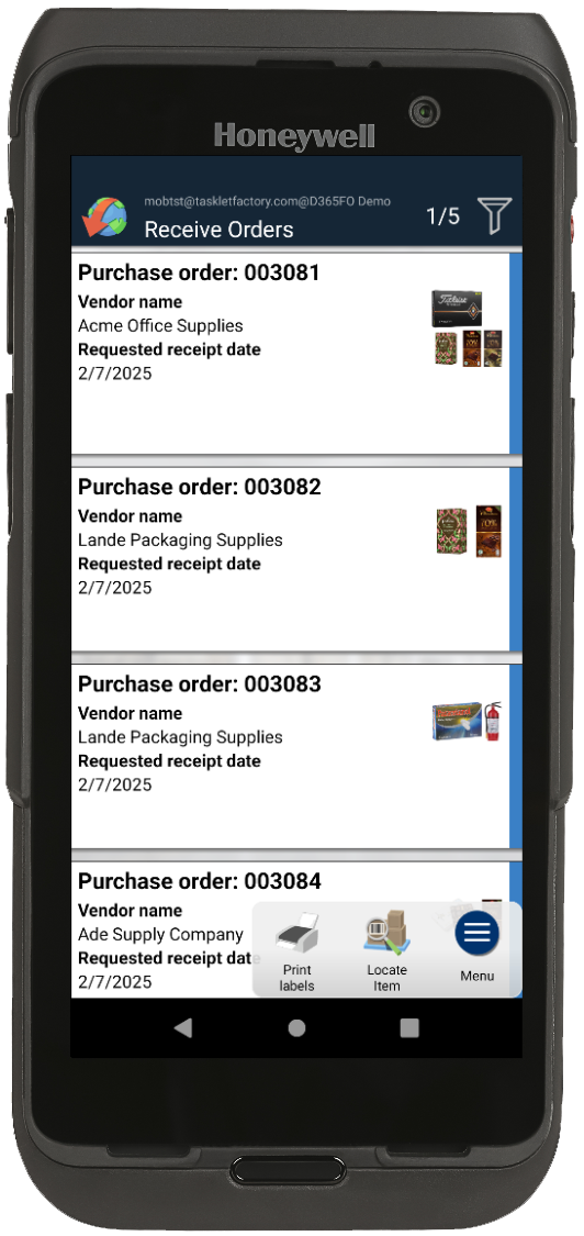 Register Received Items | Mobile WMS FO/AX Features